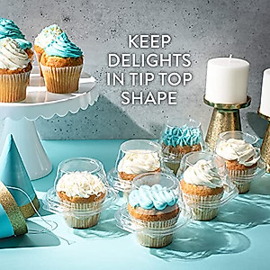 Individual Cupcake Containers (50 Pack) | Clear Plastic Disposable Cupcake Boxes/Holders | Single Cupcake Holder with Dome Lid Bulk | BPA-Free Plastic Cupcake Muffin Container Carrier Boxes to Go
