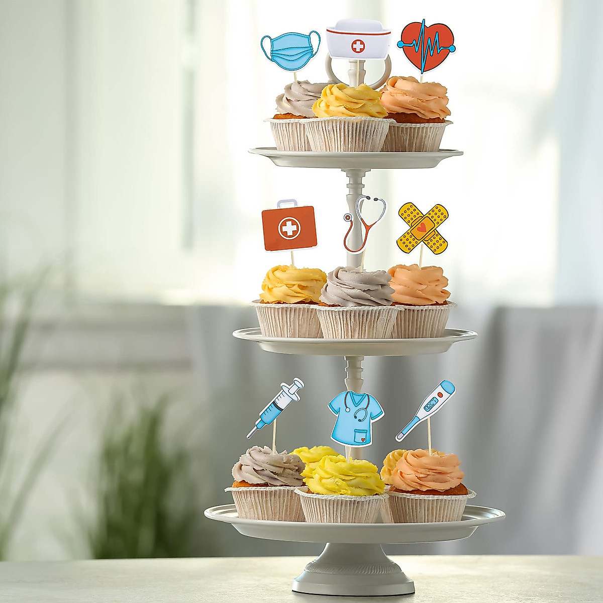 Gyufise 36Pcs Nurse Cupcake Toppers Nursing School Graduation Cupcake Picks for Medical Rn Nurse Grad Themed Birthday Party Cake Decorations Supplies