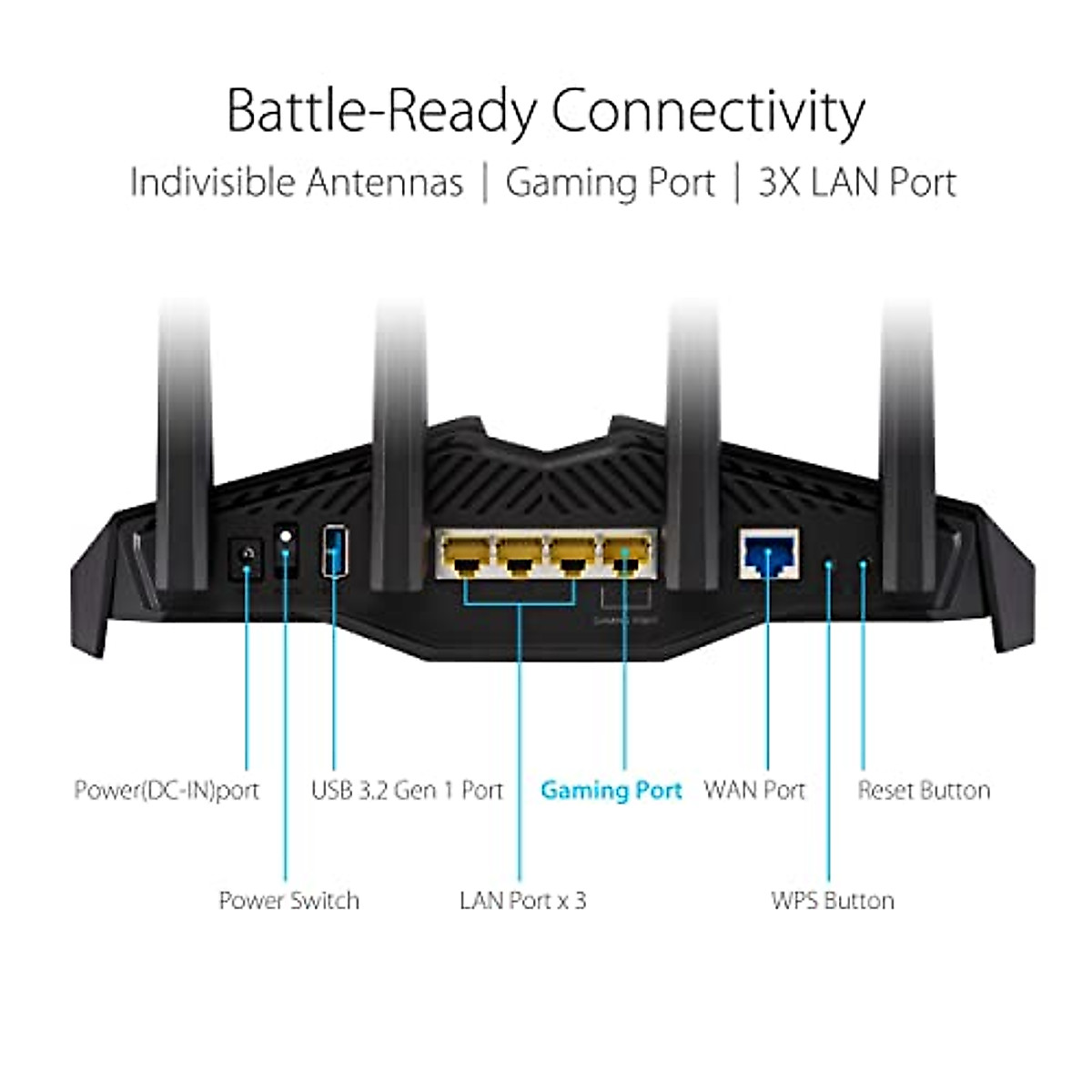 ASUS RT-AX82U AX5400 Dual-Band WiFi 6 Gaming Router, Game Acceleration, Mesh WiFi Support, Dedicated Gaming Port, Mobile Game Boost, MU-MIMO, Aura RGB (Renewed)