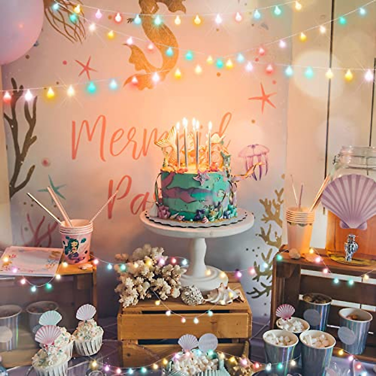 suddus Globe String Lights Bedroom, 100 Led Fairy Lights Plug in, Indoor String Lights for Classroom, Dorm, Birthday, Backyard, Patio, Garden, Party, Living Room, Pastel Color
