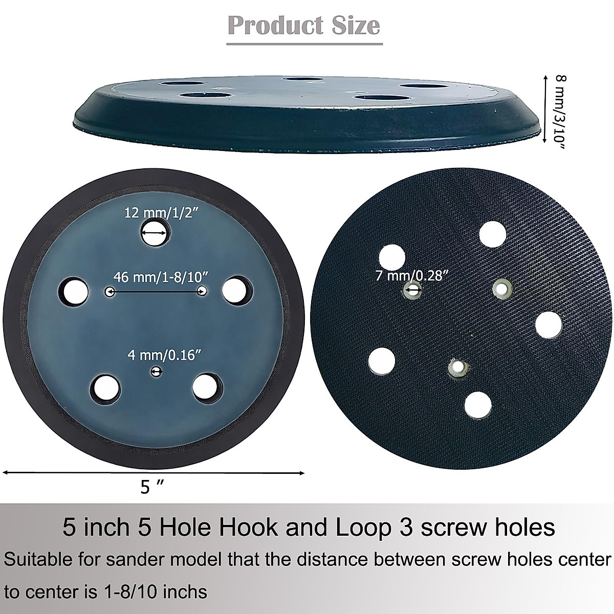 5-Inch Sander Pad for Porter Cable 333, 333VS Random Orbit Sanders - 5" 5 Hole Hook and Loop Replacement Sanding Pad for Wood-Working Automotive and Metalworking
