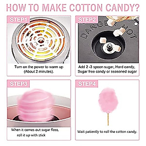 Jokpenes Cotton Candy Machine for Kids,Portable Mini Electric Cotton Candy Maker with 10 Reusable Cottons Candy Cones & Sugar Scoop for Birthday Family Party