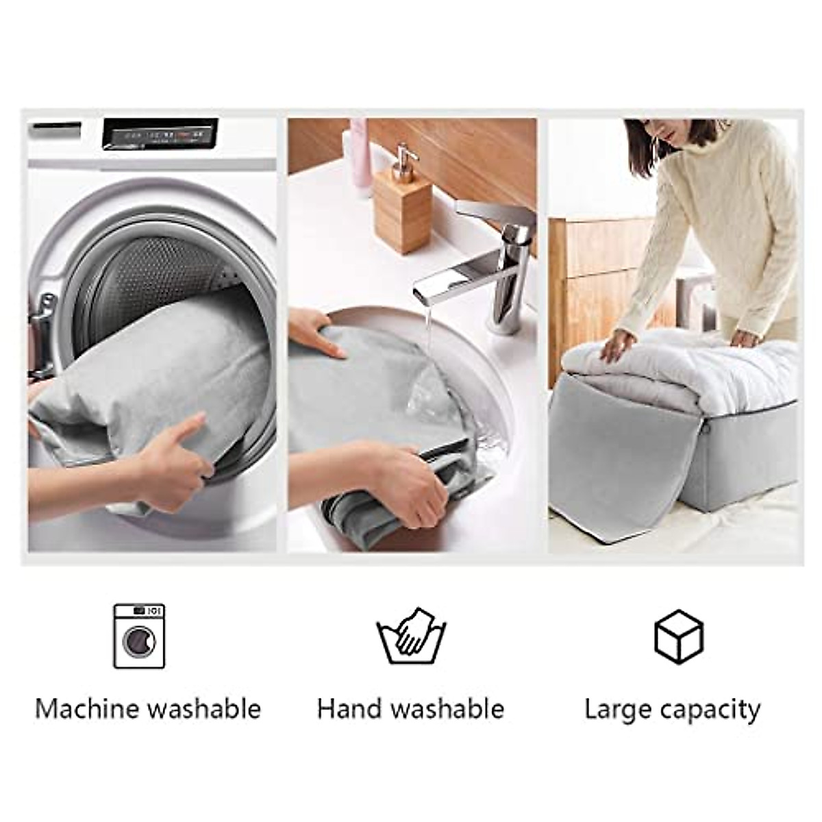 iwill CREATE PRO Breathable Canvas Soft Storage Bag with Handles, Light Gray, 3pcs