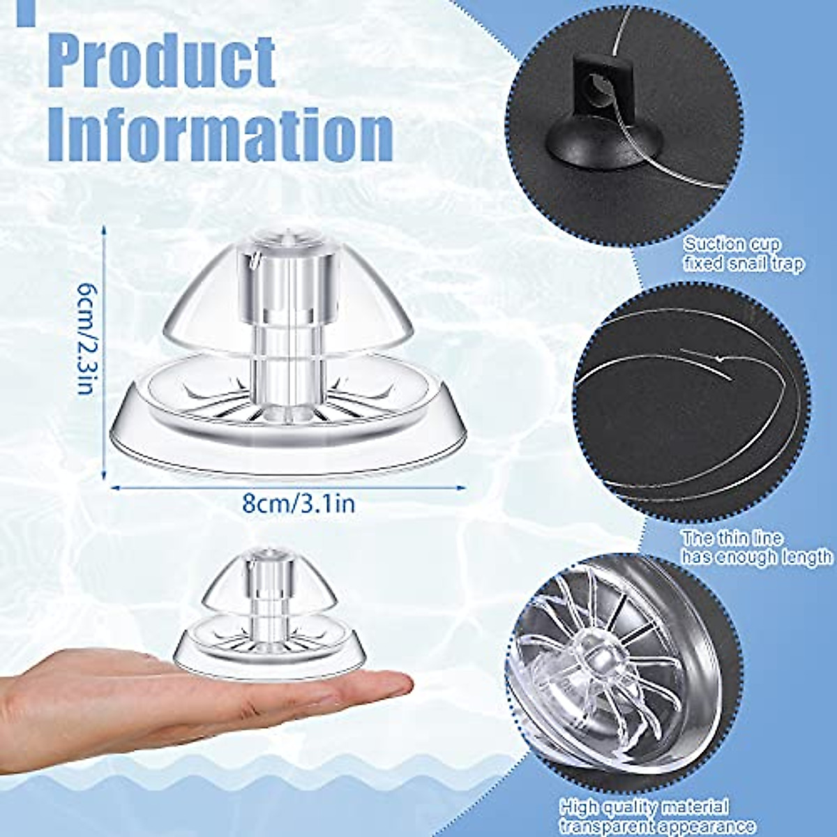 Honeydak 4 Pieces Snail Trap Plastic Aquarium Snail Trap for Fish Tank Clear Snail Catcher Fish Plants Leech Planarian Catch Box for Aquarium Fish Tank