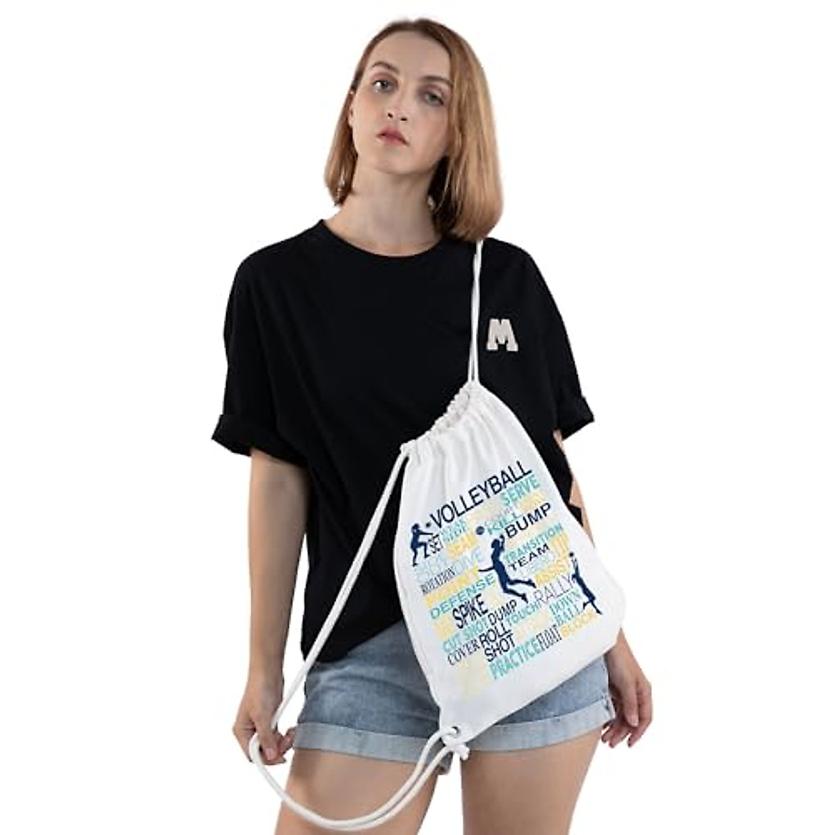 LEVLO Volleyball Canvas Tote Bag Gift For Volleyball Player Volleyball Team Shoulder Bag For Volleyball Lover (Volleyball DB)