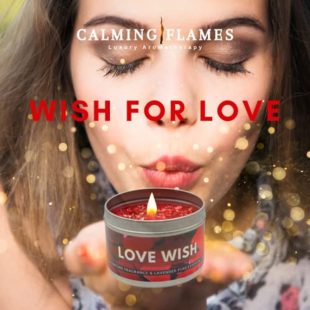 LOVE WISH CANDLE | Rose Petals Scented Candles | CANDLES FOR HOME SCENTED | Lavender | LONG LASTING FRAGRANCE | LOVE CANDLE | Handcrafted in USA | Up to 25 Hour Burn Time (Premium Wax Blend, 6oz)