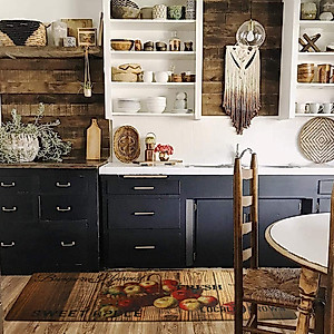 Stylish Cottage Kitchen Mat 0.35" Thick Anti Fatigue Cushioned Kitchen Rug Geometry 18"x48" Non Slip Waterproof Heavy Duty Kitchen Rugs and Mats for Floor Sink Home Office Desk Laundry Apple