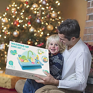 XINGYING Play Sink with Running Water, Kitchen Sink Toys for Toddlers w/Automatic Water Cycle System, Dish Rack, Cutting Food, Utensils Tableware Accessories, Kids Sink Pretend Play for Boy Girls