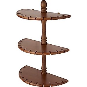 Bard's Curved Brown Wood Wall Mountable 36 Spoon Rack, 3 Shelves, 17" H x 11.25" W x 5.5" D