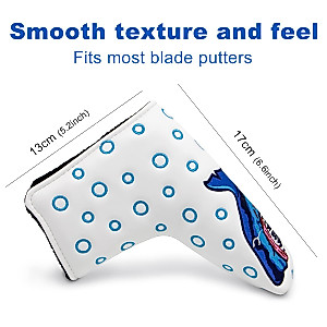 Shark Golf Blade Putter Club Head Cover Headcover Magnetic for Golf Clubs fits Blade Style Putters - Synthetic Leather Putter Cover for Scotty Cameron Select Newport series Putters