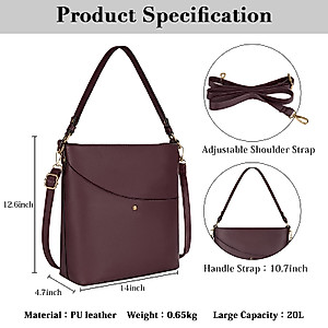 Purses for Women Large Leather Waterproof Tote Hobo Bag Fashion Crossbody Purse Bag for Women Work Travel Tote Shoulder Bucket Bag with Adjustable Strap