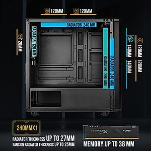 BitFenix Nova Mesh mATX (Micro ATX, Mini ITX) High Airflow PC Gaming Case ARGB Edition Black, 3 x ARGB Fans Pre-Installed, 240mm AIO Support at Top, GPU Length Support Up to 345mm (Micro ATX Black)