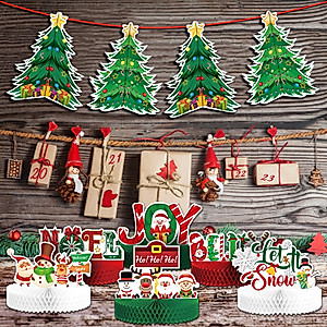 Christmas Decorations 12PCS Christmas Honeycomb Centerpieces Santa Winter Xmas Holiday Party Favors 3D Table Decor