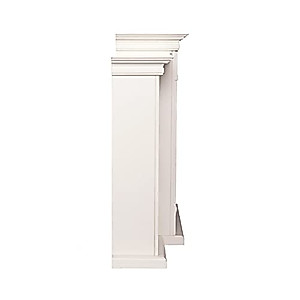 SEI Furniture Tennyson Alexa-Enabled Electric Bookcases Fireplace, Ivory
