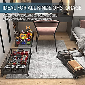 Uyokcnie Under Bed Storage Containers, Under Bed Shoe Storage With Wheels, Foldable Bedroom Storage Organization with Handles, Under Bed Storage Bins Drawer For Clothes, Blankets And Shoes, Bedding