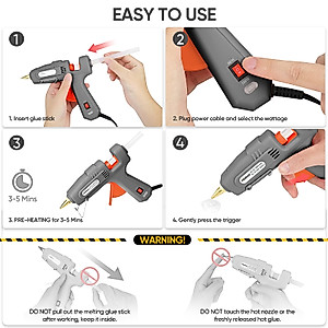ROMECH Full Size Hot Glue Gun with 60/100W Dual Power and 21 Hot Glue Sticks (7/16"), Fast Preheating Heavy Duty Industrial Gluegun with Storage Case for Crafting, DIY and Repairs (Gray)