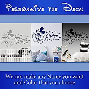 Mouse Name Wall Decal, Mouse Vinyl Sticker, Personalized Boy Name Decal, Nursery Baby Boy Room Decor ZX286