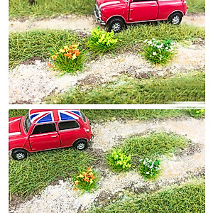 Cayway 128 PCS Miniature Colorful Flower Cluster, 4 Color Static Grass Tuft Model Grass Tufts Flower Vegetation Groups Static Grass Tufts for DIY Model Train Landscape Railroad Scenery