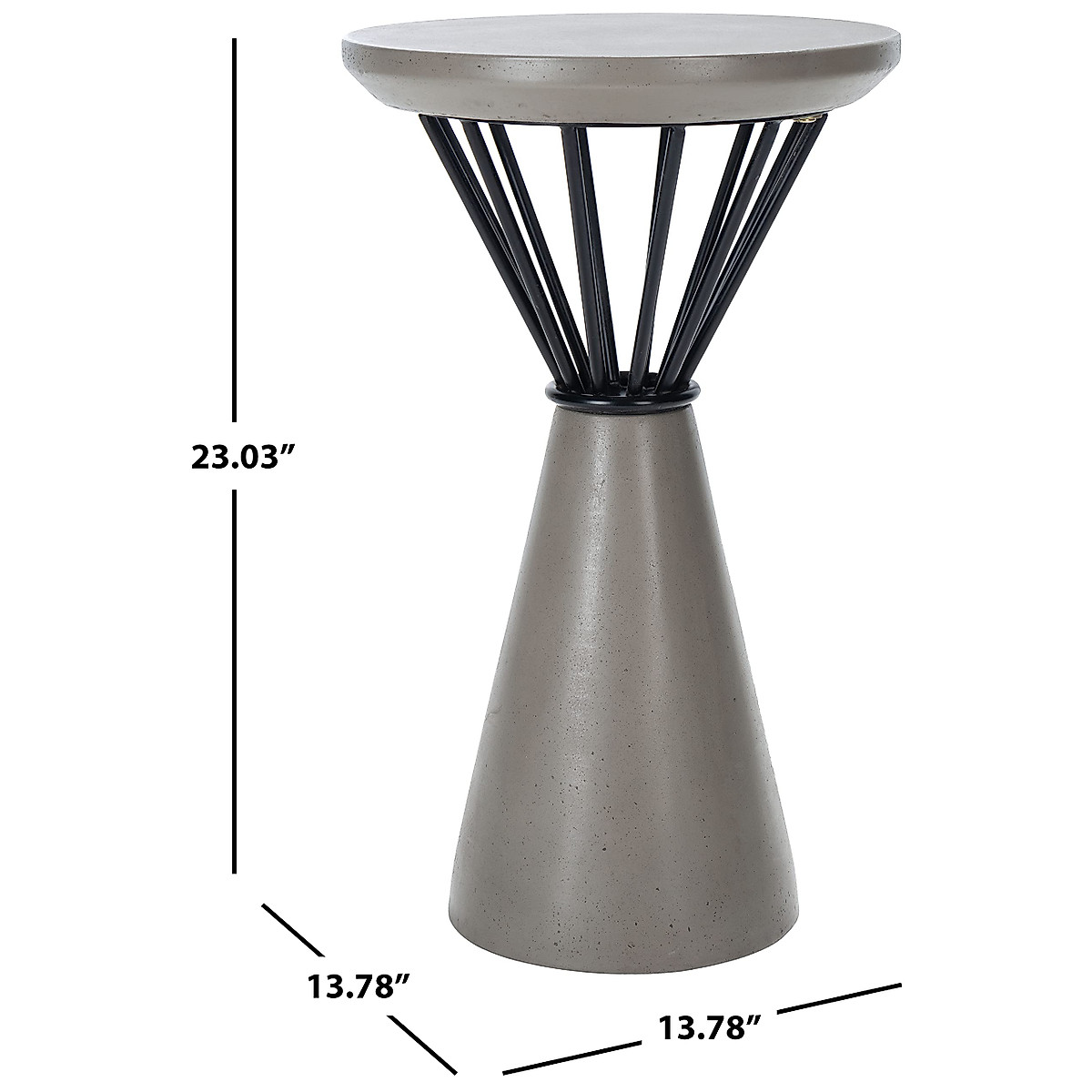 SAFAVIEH Outdoor Collection Akiko Modern Dark Grey Concrete Round Accent Table (Fully Assembled)