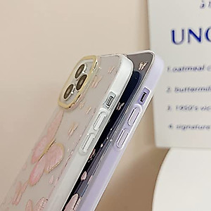 ooooops Compatible with iPhone 14 Pro Max Case for Women Girls, Glitter Golden Butterflies, Cute Love Heart Shaped Pattern, Hard Panel Clear Protective Phone Cover for iPhone 14ProMax(Pink Butterfly)