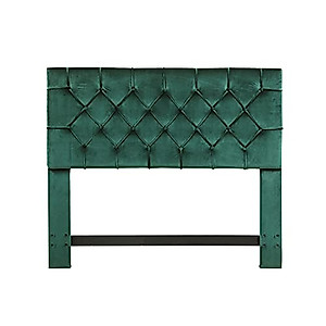 Iconic Home Rivka Headboard Velvet Upholstered Diamond Button Tufted Modern Transitional, Twin, Green