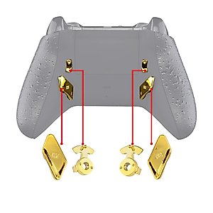 Chrome Gold Glossy Replacement Redesigned Back Buttons HK3 HK4 Trigger Lock K1 K2 Paddles for eXtremeRate Xbox One S X Controller Lofty Remap & Trigger Stop Kit