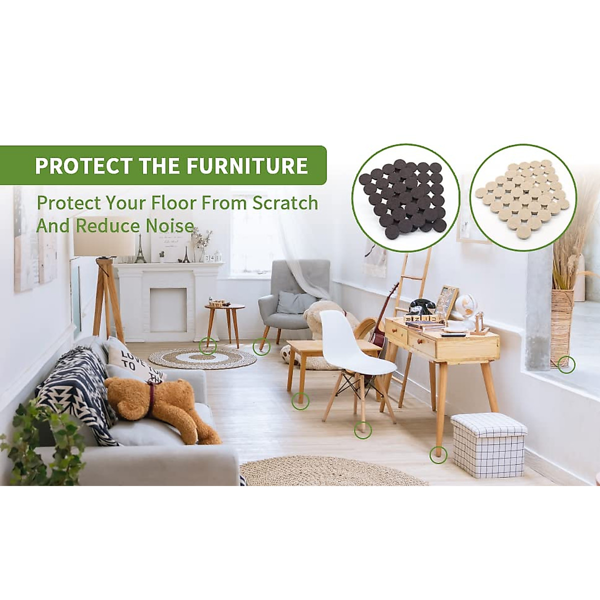 Felt Furniture Pads for Hardwood Floors 48 PCS, Furniture Pads, Floor Protectors for Hardwood Floors, Felt Pads for Furniture, Round, Dark Brown