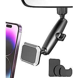 APPS2Car Magnetic Phone Car Mount Transmission Shaft Rearview Mirror Phone Holder for Car [Multi-Pivots 2023 Upgraded] Low Profile Long Arm Strong Magnets Adjustable Angles & Heights for All Phones