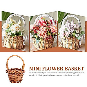 DOITOOL Rattan Mini Baskets with Handles, 30PCS Round Coffee Baskets for Party Favors Crafts Decor, 6 x 4 x 3cm