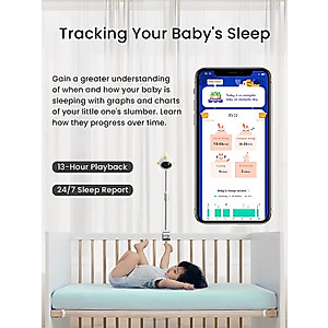 Simshine Smart Baby Monitor WiFi Smartphone AI Cry Soothing Lullaby, Sleep Breathing Analysis, 2K UHD Video Camera, 2-Way Talk, Night Vision, Virtual Fence