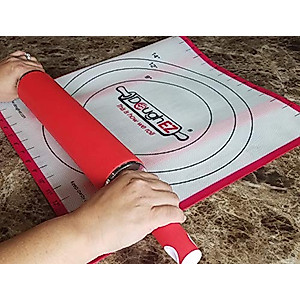 DoughEZ 21.5-Inch Non-Stick Silicone Rolling Pin with Contoured Handles, Dishwasher Safe, BPA Free, Red