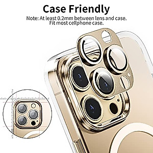 Mansoorr Camera Lens Protector for iPhone 14 Pro/iPhone 14 Pro Max, Alloy Metal Camera Cover with Tempered Glass Screen Protector Accessories,Case Friendly,Scratch Resistant,Easy to Install -Gold