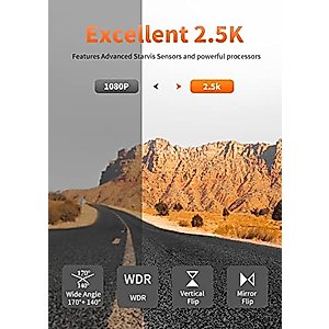 WOLFBOX 2.5K Dash Cam Mirror for Car, Rear View Mirror Camera with 10" IPS Full Touch Screen, Dual Dash Camera 1440P Front and Rear Mirror with 1080P Backup Camera, Free TF Card & GPS