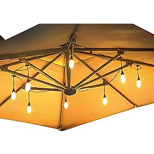 MERRIMAX M Patio Umbrella Lights, Outdoor Waterproof Bright 200 Lumens Canopy Hanging String Lights with LED S14 Bulbs Path Lights for Gazebo Porch Backyard Cafe Lighting & Decor