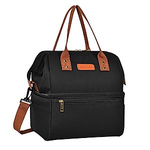 KNETAP Lunch Bag for Men and Women - Black, Waterproof, Leakproof, Large Capacity, Thermal Insulation, Reusable, Portable, Multi-Purpose