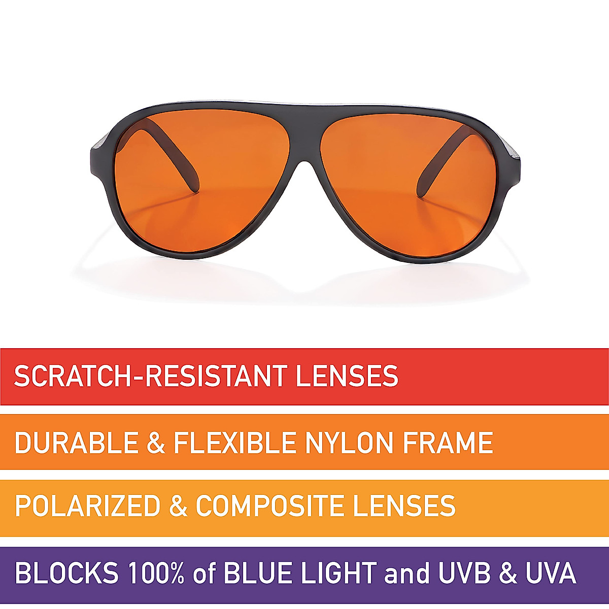 BluBlocker, Black Original Aviator Sunglasses with Polarized, Scratch Resistant Lens | Blocks 100% of Blue Light and UVA & UVB Rays | Retro | Gender Neutral - for Men, Women & Everyone | 0406K |