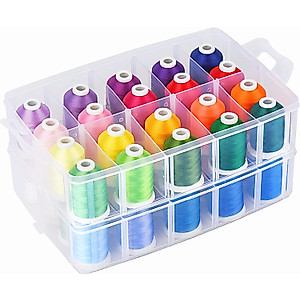 Simthread [Anti-Tangle] Embroidery Thread Kit with Organizer Box, All-in-one 40 Colors 100% Polyester Sewing Thread, Compatible for Brother Babylock Janome Embroidery Machine