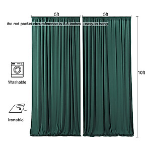 10ftx10ft Hunter Green Backdrop Curtains for Parties Weddings Baby Shower Dark Green Curtain Backdrop Birthday Event Party Photo Booth Backdrop Wrinkle Free Fabric Background 5ftx10ft, 2 Panels