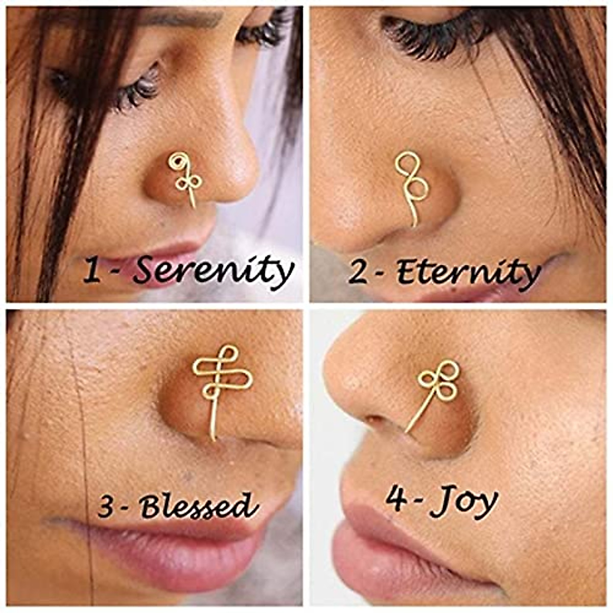 12 Pcs African Nose Cuff Non Piercing，Fake Nose Ring for Women, Nose Rings Hoop, Nose Ring Cuff Heart, Clip on Nose Ring