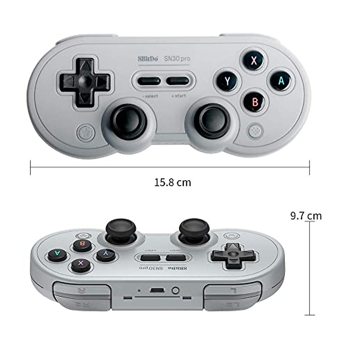 8Bitdo SN30 Pro Wireless Bluetooth Controller with Hall Effect Joystick Update, Compatible with Switch, PC, macOS, Android, Steam Deck & Raspberry Pi (Gray Edition)