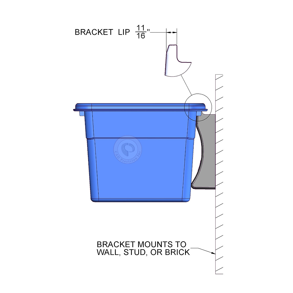 CAD Precision Inc. Recycle/Compost Bin Hanging Bracket, the EZ bin brac (for WIDE lip bins) - see details