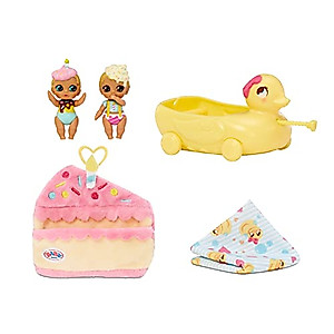 Baby Born Mini Babies Playset – Unwrap Surprise Twins or Triplets Collectible Baby Dolls with Soft Swaddle, Blanket, Ducky Pull Toy Series 3 Multicolor