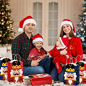 Funrous 16 Pieces Nutcracker Christmas Gift Bags Nutcracker Party Supplies Christmas Holiday Candy Goodie Treat Bags Bulk with Handles for Winter Holiday Party Supplies Favors Presents