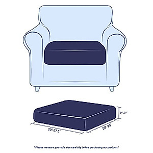 SUBRTEX Leather Waterproof Cushion Covers Breathable Sofa Seat Slipcpvers for 1-2-3-4 Seaters Stretch Replacement for Furniture Protector (Small, Black)