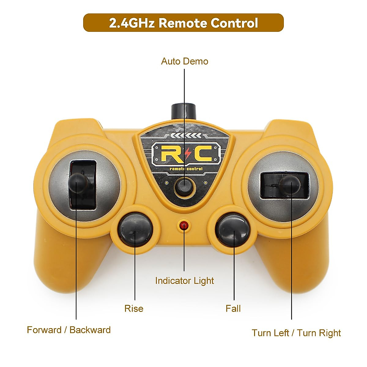 QuirkyGlee Remote Control Crane Truck Toy, RC Crane Truck 7 Channel 1:24 Construction Vehicles Toys，with One-Touch Lift Sounds & Lights, Two Rechargeable Batteries, Kids Cranes Toy for Boy Gift