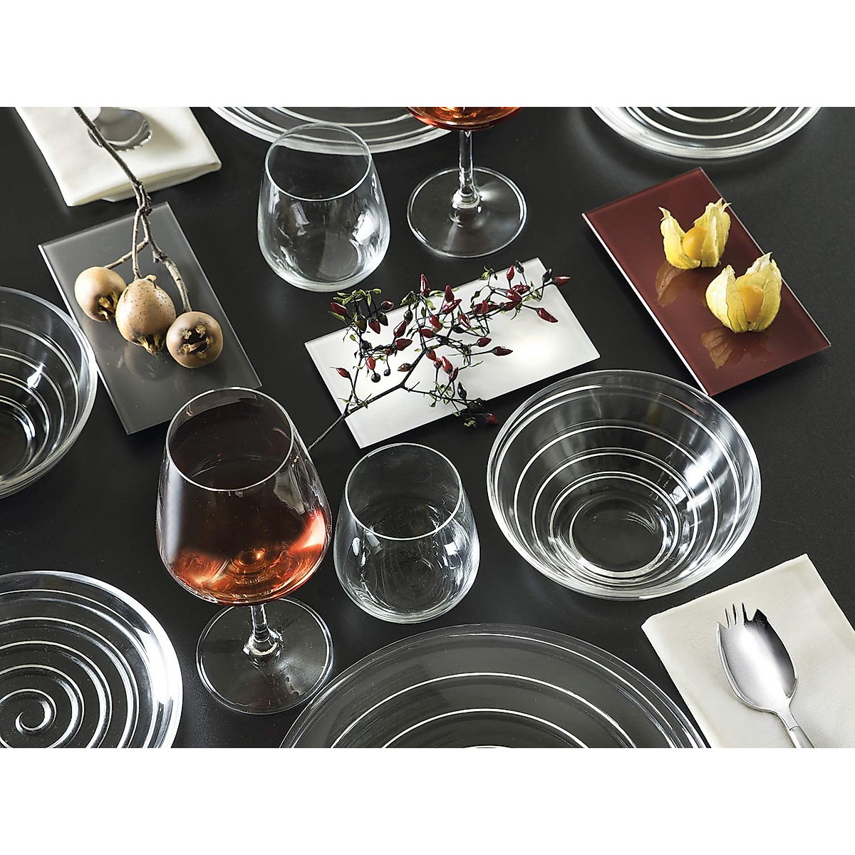 Barski Glass Bowl - For Dessert - Salad - Pasta - Fruit - Nuts - Chocolate - Set of 4 Bowls - Designed - 6.25" Diameter - Made in Europe