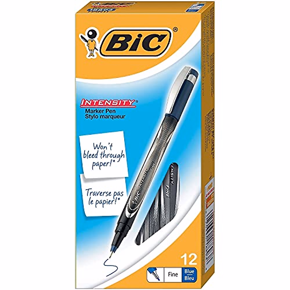 BIC Fpin11be Intensity Permanent Marker Pen, 5Mm, Fine, Blue, Dozen