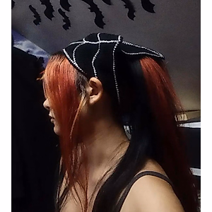 ClawsandPaws Gothic Spiderweb Crochet Bandana Scarf, Spiderweb Greyscale Halloween Style, Spider Web Witch Board Gothic Neck Bandanas, Triangle Headband, Unisex, Black