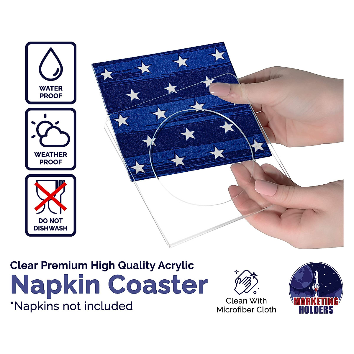 6 Pack Clear Acrylic Coasters Bar Decor Table Protection That Holds Cocktail Napkins by Marketing Holders