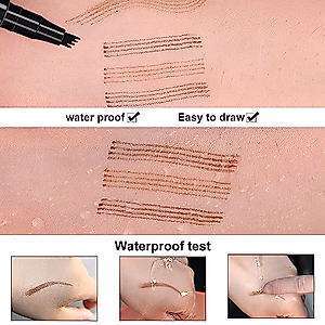 Eyebrow Pen, Eyebrow Pencil For Eye Makeup,4-Tip Microblade Brow Pen, Long Lasting, Waterproof and Professional Eyebrow Pencil, Creates Natural Looking Eyebrows Make-Up(2pcs light brown)